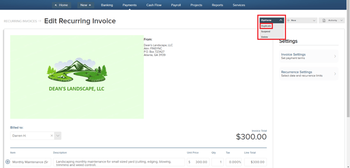 How to Duplicate a Recurring Invoice